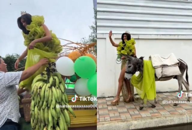 Elba González causa furor al votar acompañada de un burro y su estilo único